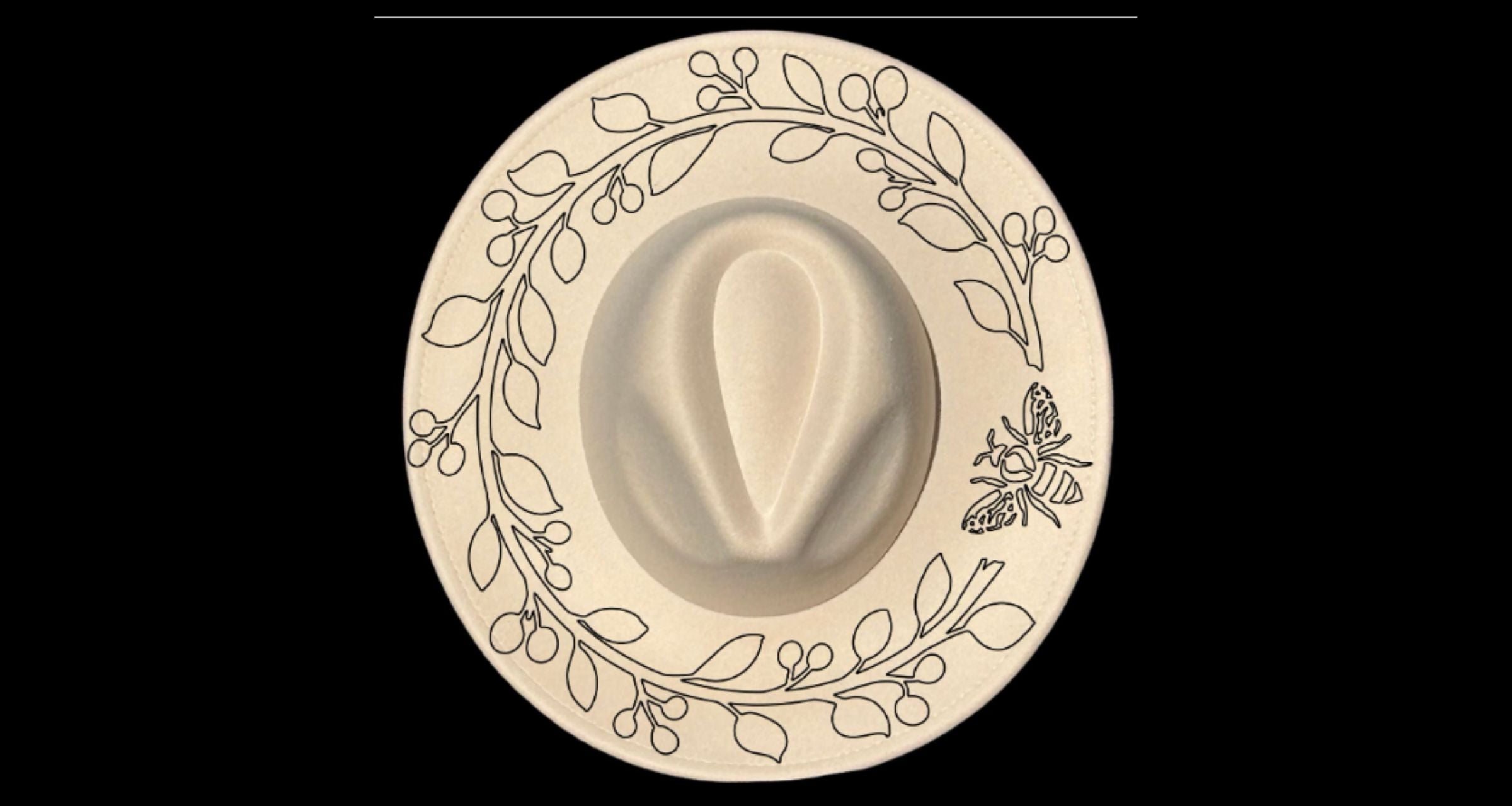 Bee And Vine Traceable Wide Brim Hat Burning Design