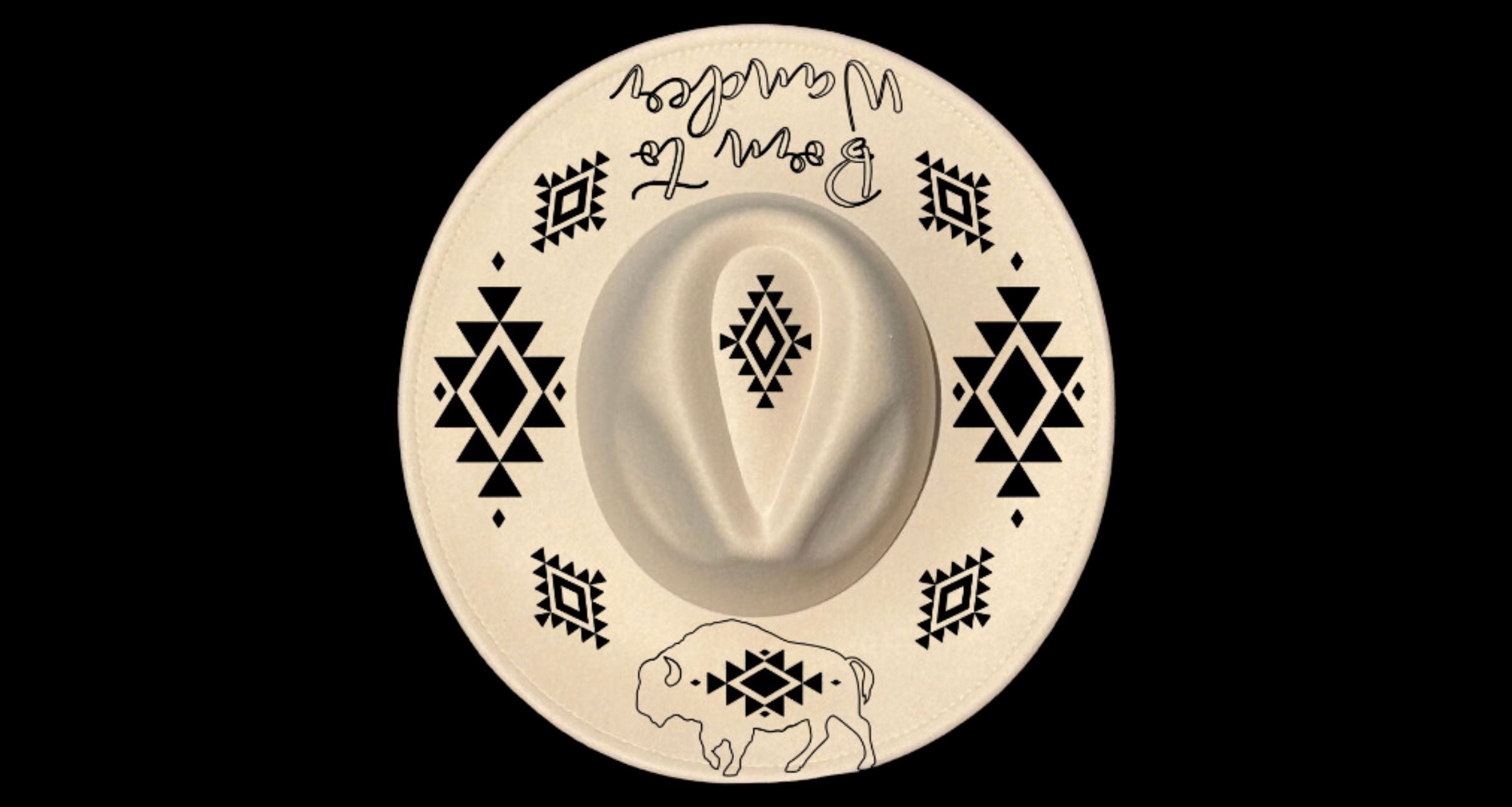 Bison Aztec Traceable Wide Brim Hat Burning Design – Cool Moon Designs