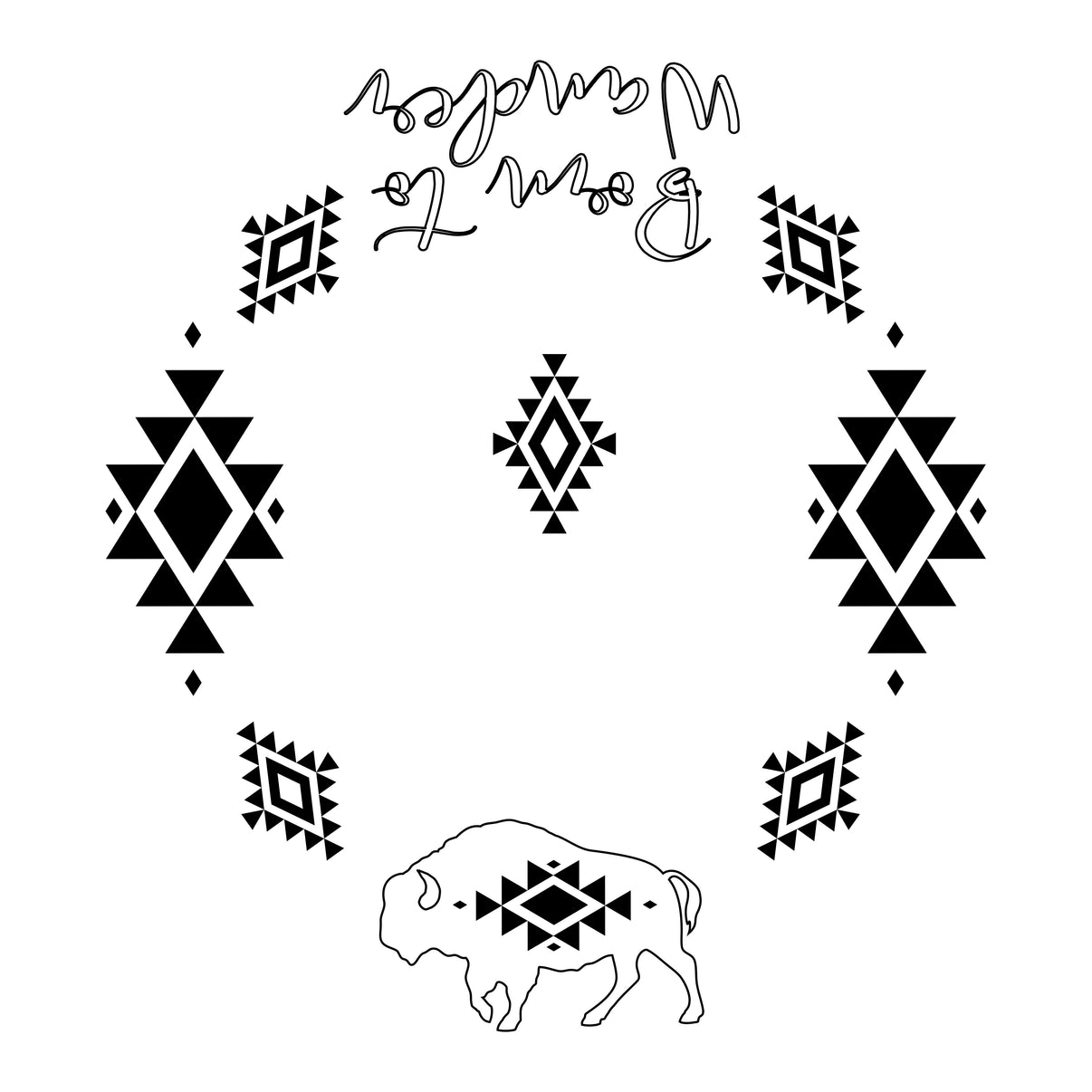 Bison Aztec Wide Brim Hat Burning Design SVG PNG – Cool Moon Designs