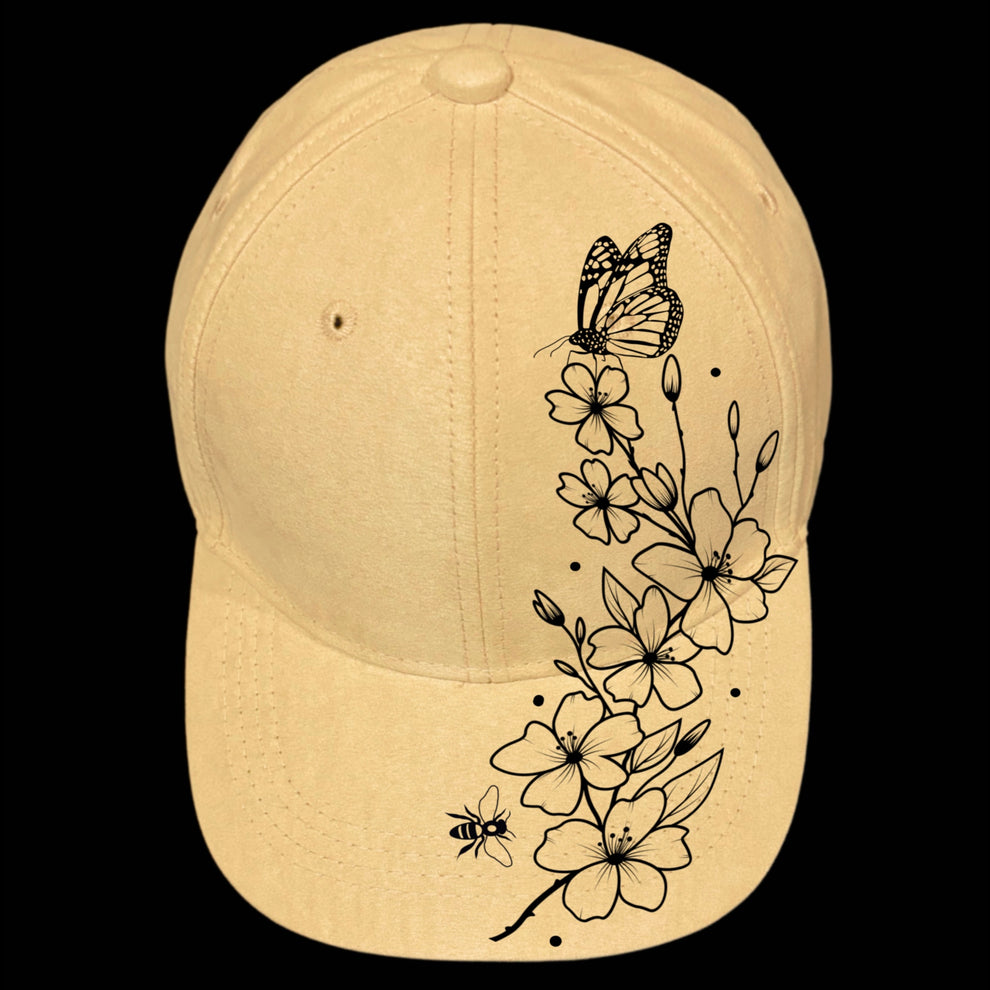 Cherry Blossoms Butterfly Baseball Cap Design | Cool Moon Designs