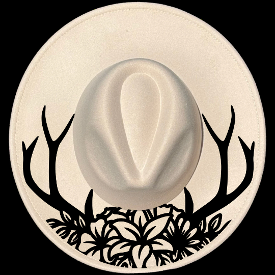 Floral Antlers Traceable Wide Brim Hat Burning Design – Cool Moon Designs