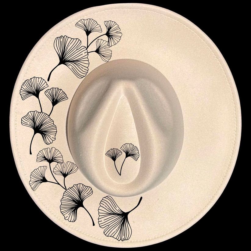Ginkgo Leaves Traceable Wide Brim Hat Burning Design | Cool Moon Desig ...