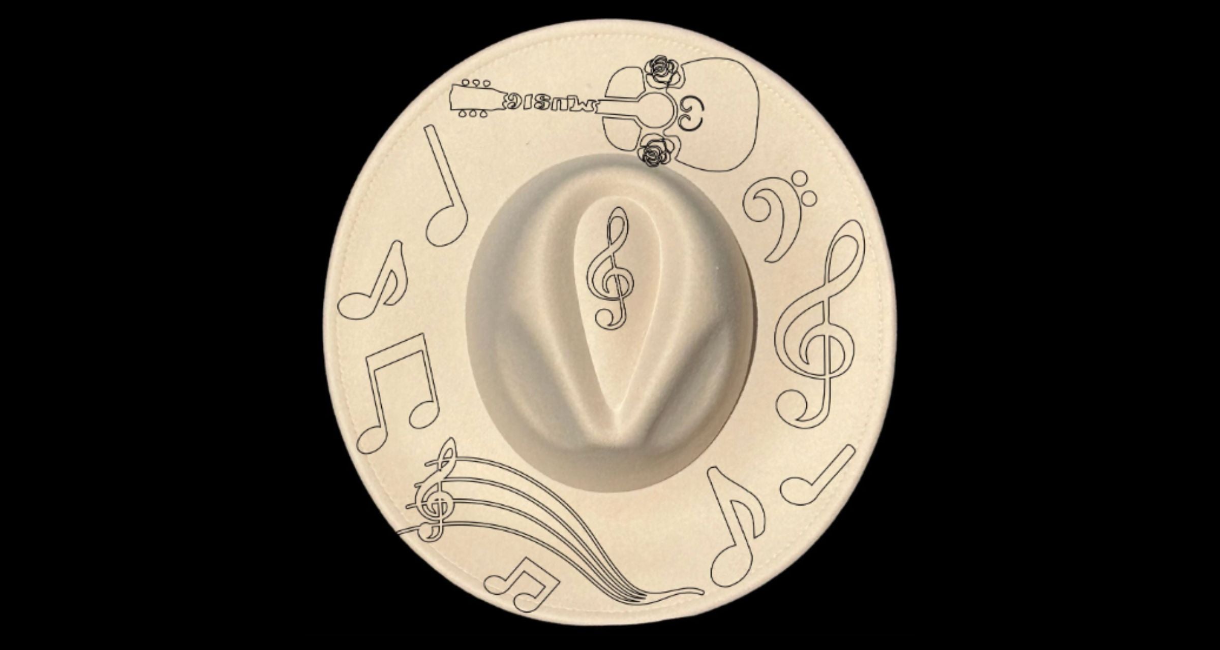 Guitar Music Traceable Wide Brim Hat Burning Design – Cool Moon Designs