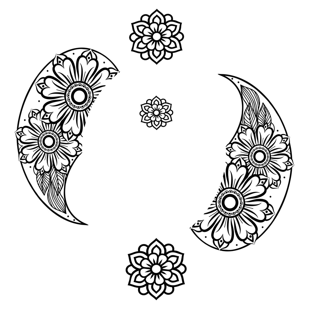 Henna Flower Paisley Boho Traceable Wide Brim Hat Burning Design
