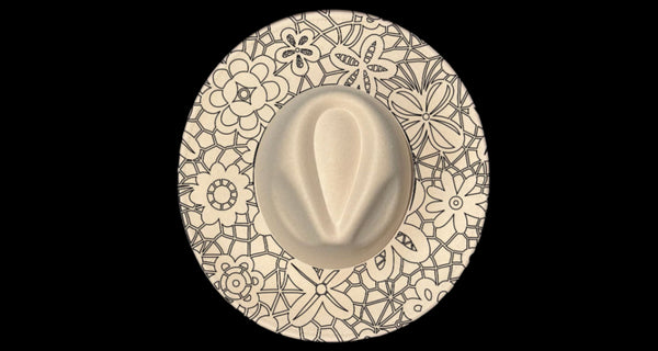 Lace Overlay Boho Traceable Wide Brim Hat Burning Design – Cool Moon ...