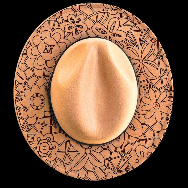 Lace Overlay Narrow Brim Hat Burning Design – Cool Moon Designs
