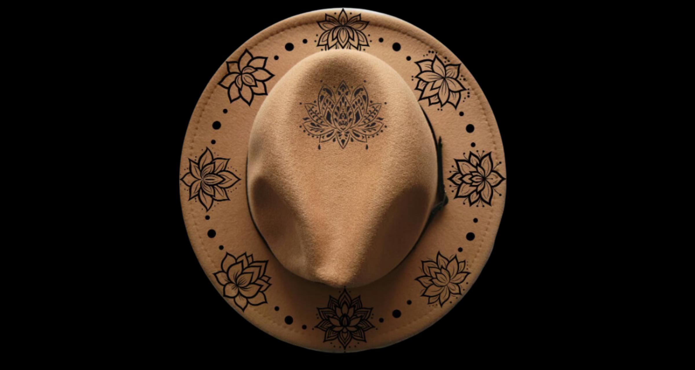 Lotus Flower Traceable Narrow Brim Hat Burning Design – Cool Moon Designs