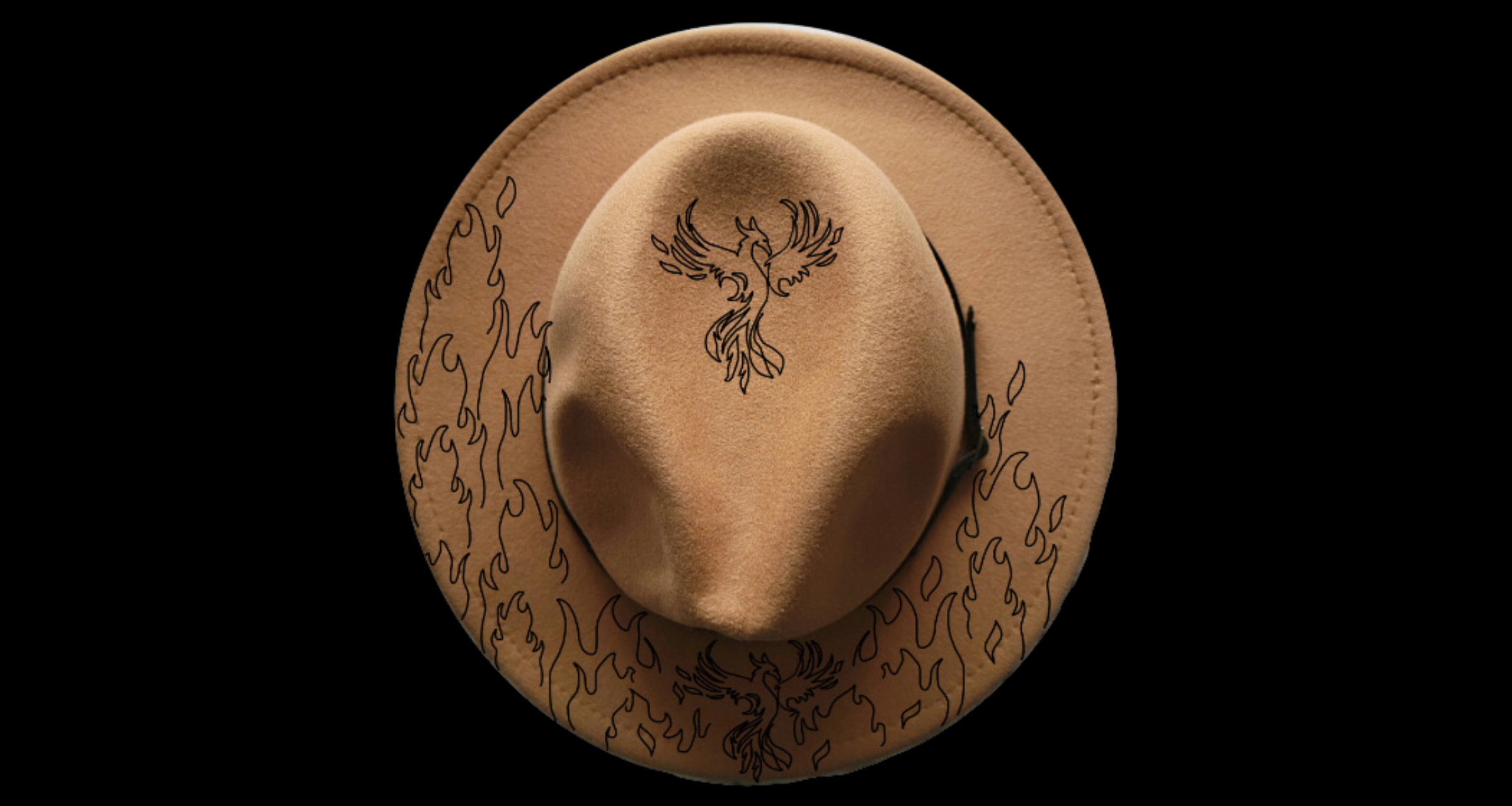Phoenix Fire Traceable Narrow Brim Hat Burning Design