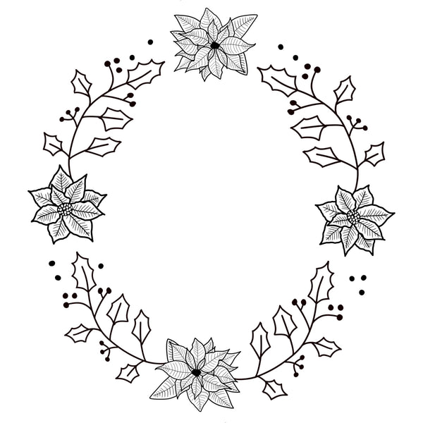 Poinsettia And Holly Traceable Narrow Brim Hat Burning Design