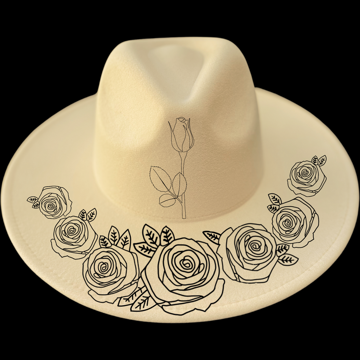 Roses And Bud Wide Brim Hat Burning Design SVG PNG – Cool Moon Designs