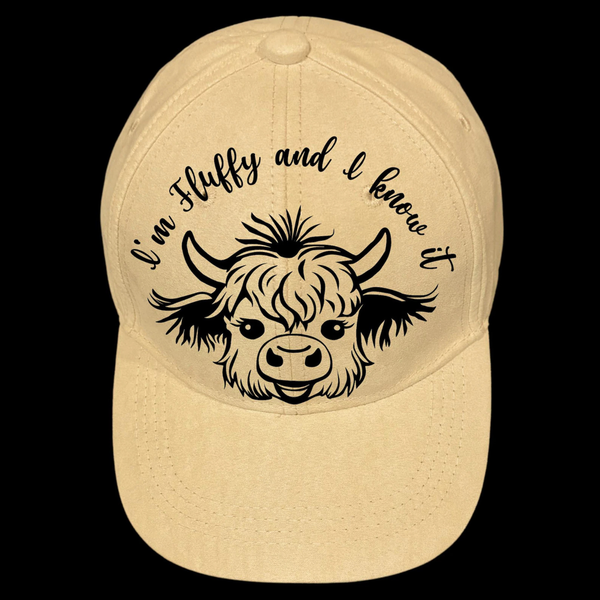 I Am Fluffy Cow Baseball Cap Hat Burning Design – Cool Moon Designs