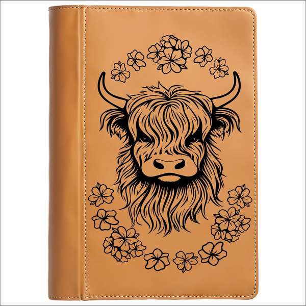 Highland Cow Journal Cover Burning Design – Cool Moon Designs