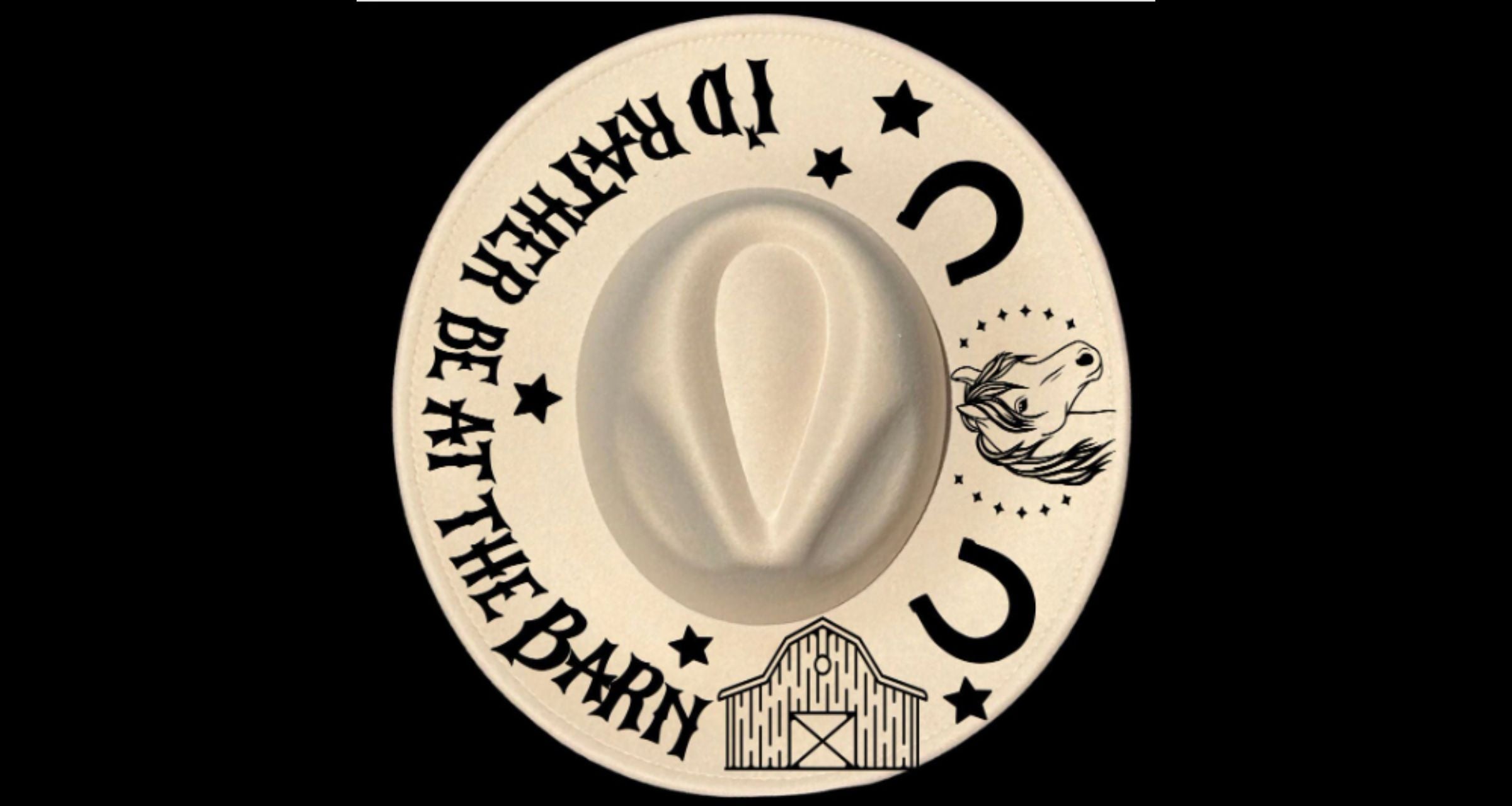 I'd Rather Be At The Barn Traceable Wide Brim Hat Burning Design