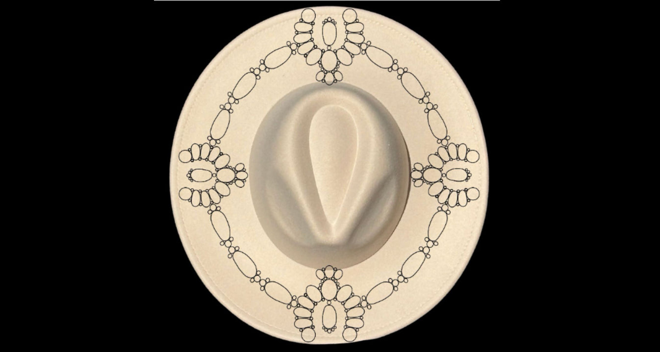 Squash Blossom Traceable Wide Brim Hat Burning Design